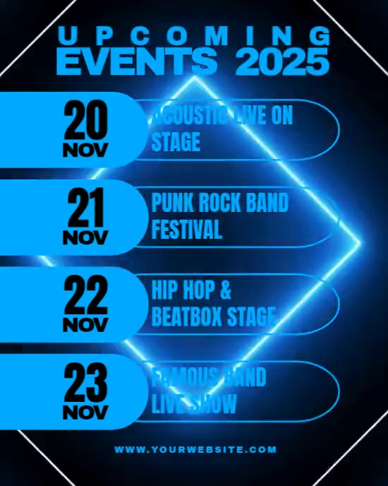 Blue Neon Upcoming Events Instagram Portrait Template | PosterMyWall