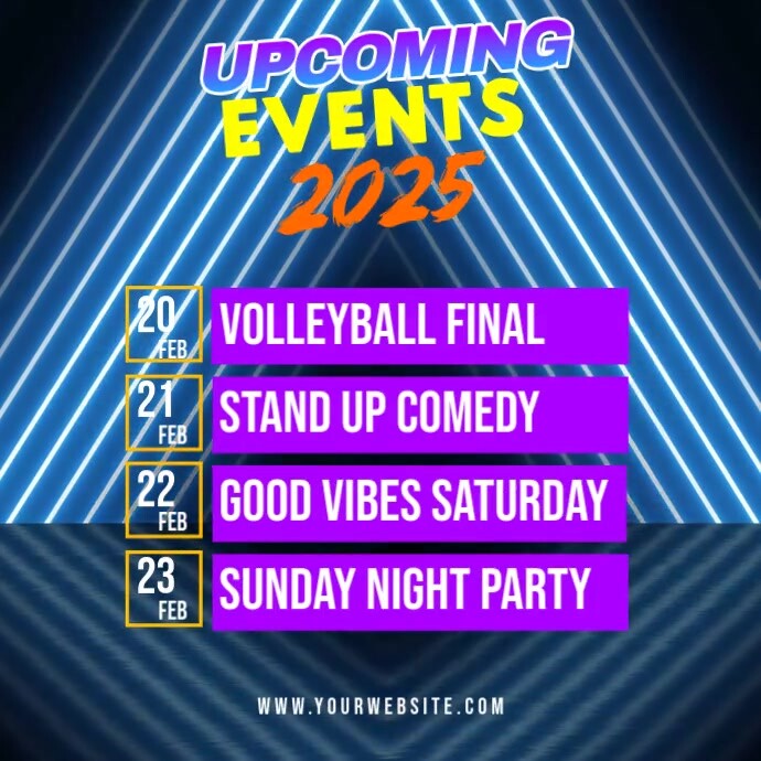 Blue Neon Upcoming Events Pos Instagram Template | PosterMyWall