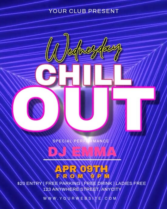Copy of Blue Neon Wednesday Chillout Party Instagram Portrait ...