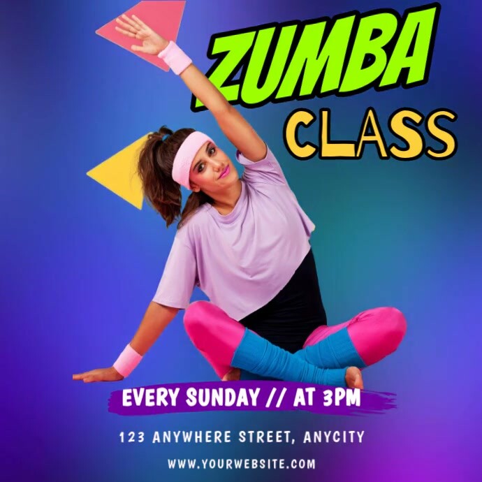 Copy of Blue Neon Zumba Classes Pos Instagram | PosterMyWall