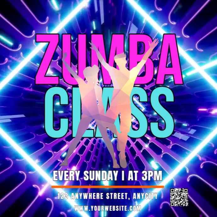 Copy of Blue Neon Zumba Classes Pos Instagram | PosterMyWall
