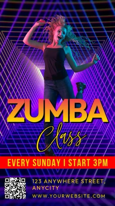 Copy of Blue Neon Zumba Classes Reel Instagram | PosterMyWall