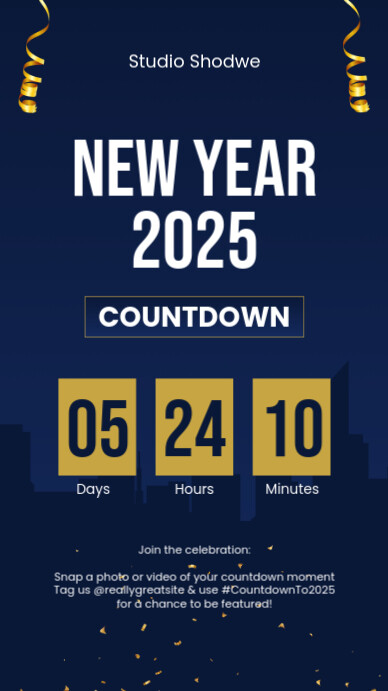 Blue New Year Countdown Instagram Story Template | PosterMyWall