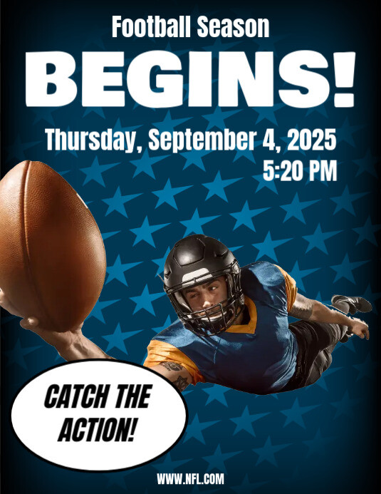 Blue Nfl Football Schedule Flyer (us Letter) Template | PosterMyWall