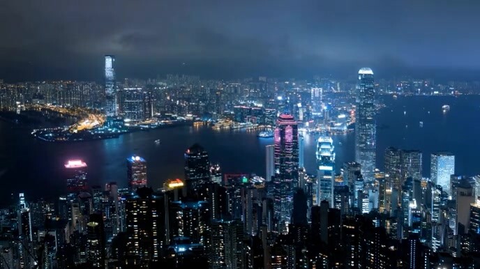 Blue Night Skyline Video Centric Urban / City Animated Virtual ...