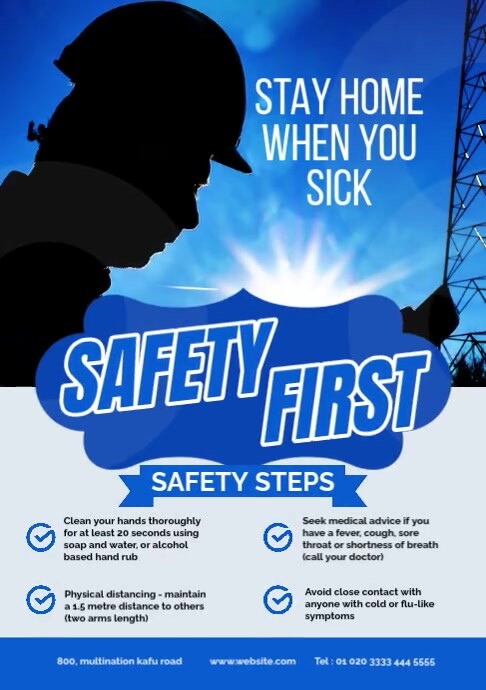 Blue Office Safety Work from Home Guidelines Template | PosterMyWall