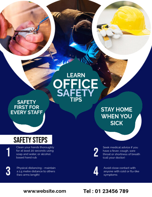 Blue Office Safety Work from Home Guidelines Template | PosterMyWall