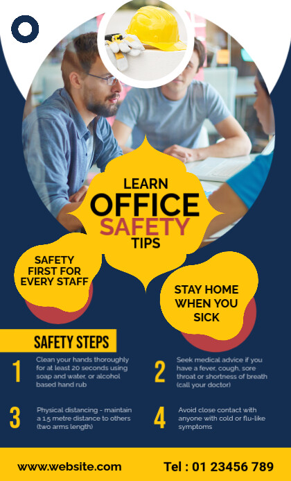 Blue Office Safety Work from Home Guidelines Template | PosterMyWall