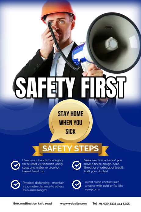 Blue Office Safety Work from Home Guidelines Template | PosterMyWall