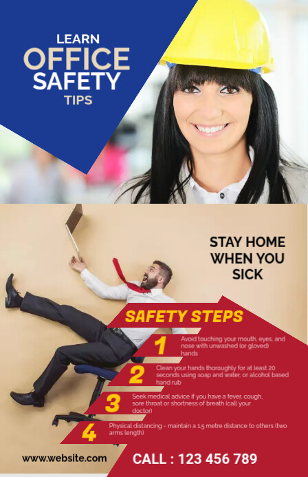 Blue Office Safety Work from Home Guidelines Template | PosterMyWall