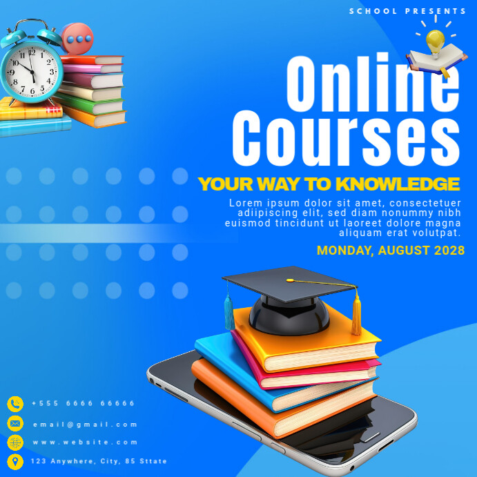 Blue Online Courses Instagram Post Template | PosterMyWall