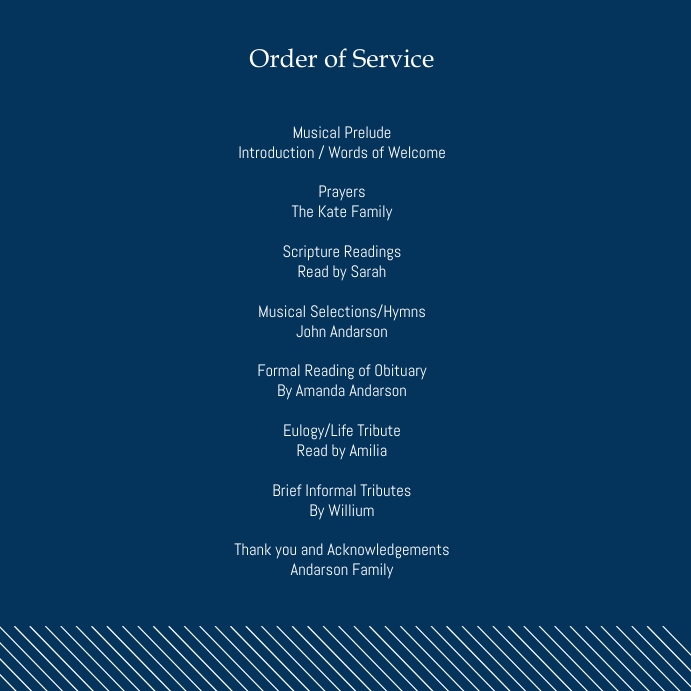 Plantilla de Blue Order of Service template | PosterMyWall