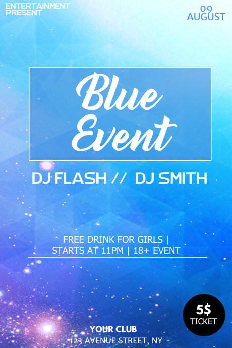 Blue party night flyer template | PosterMyWall