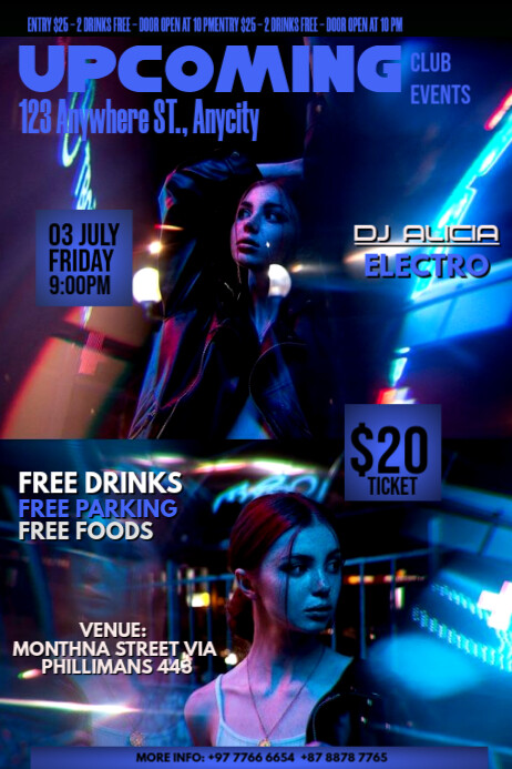 Blue Party Schedule Template | PosterMyWall