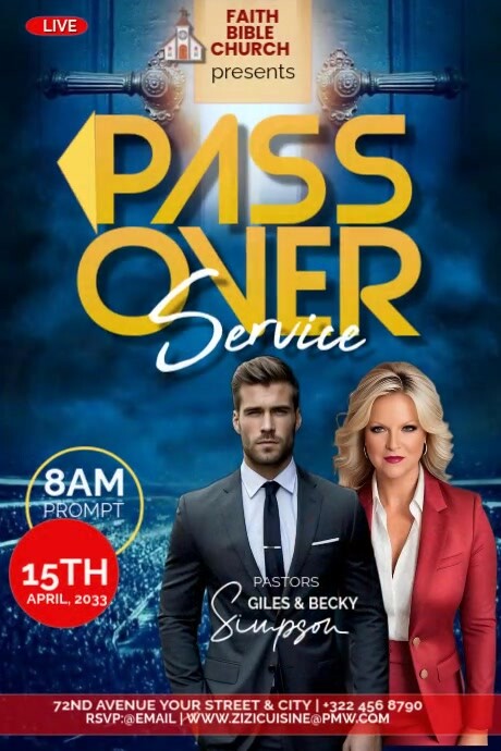 Plantilla de Blue Passover Service Poster | PosterMyWall