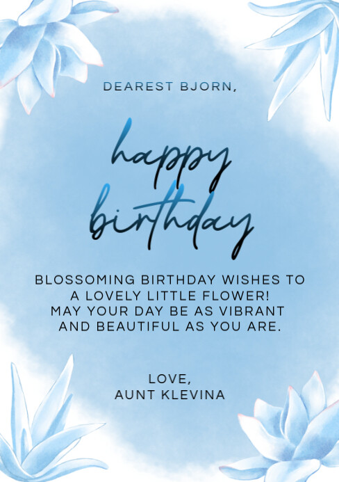 Blue Pastel Birthday A5 Template | PosterMyWall
