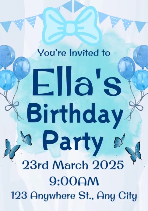 Blue Pastel Birthday Invitation Template | PosterMyWall