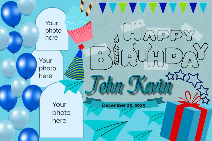 Blue Pastel Birthday Poster (for boys) template | PosterMyWall