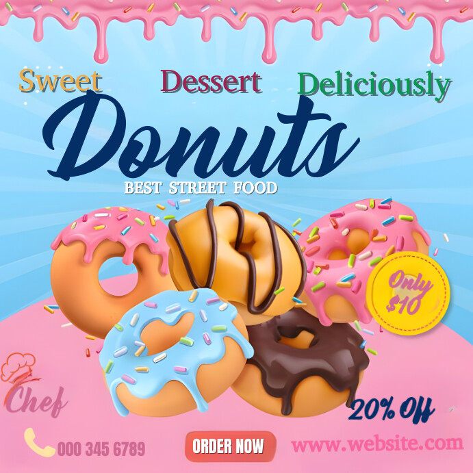 Blue Pastel Donut Day Instagram Post Template | PosterMyWall