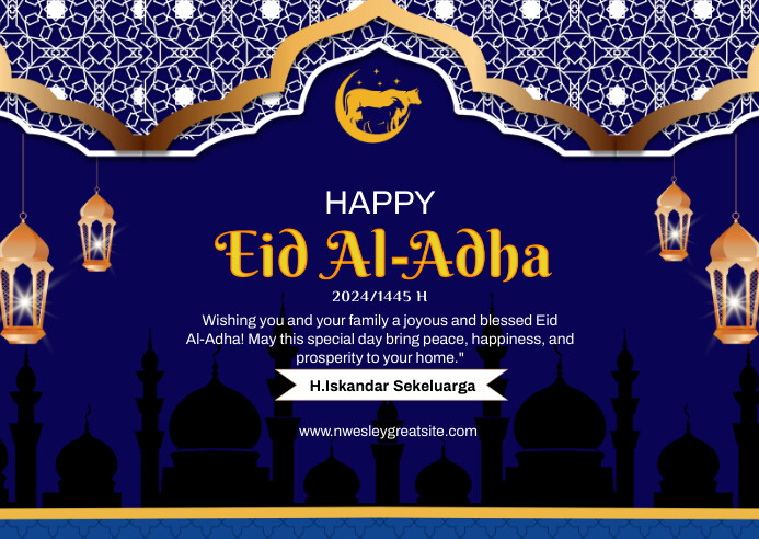 Blue Pastel Eid Al-adha Postcard Template | PosterMyWall