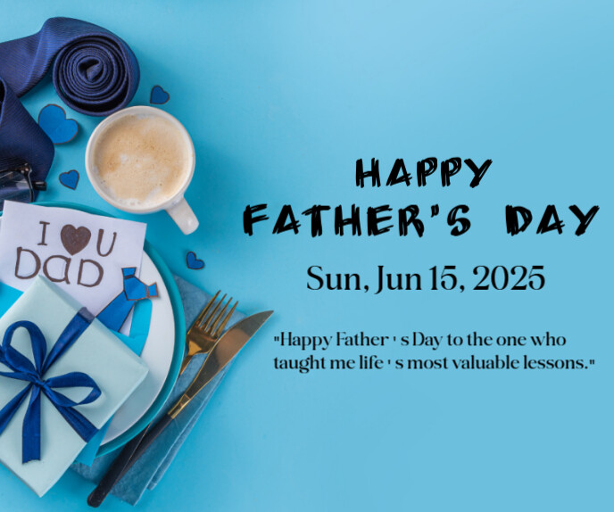 Blue Pastel Father's Day Wish Cards Large Rectangle Template | PosterMyWall
