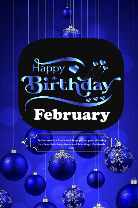 Blue Pastel February Birthday Poster Template | PosterMyWall