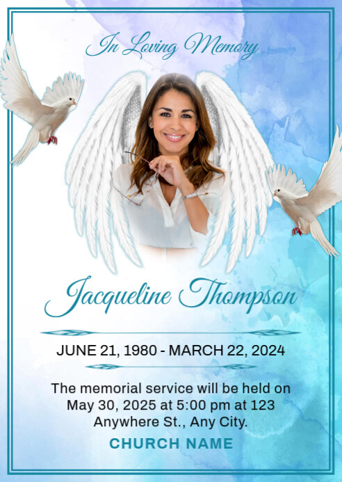 Blue Pastel Funeral Program Design Template | PosterMyWall