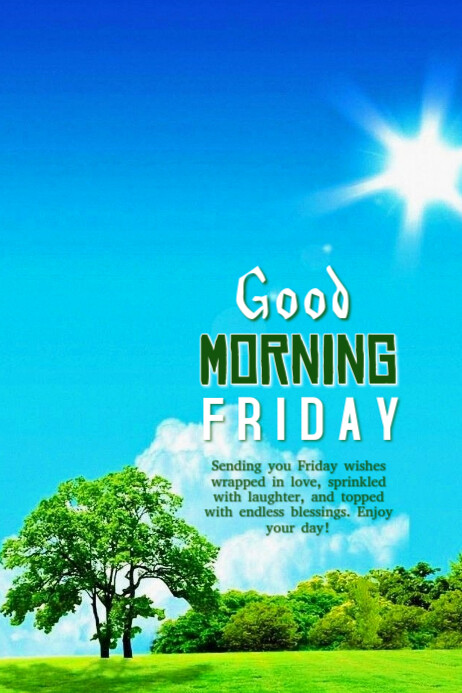 Blue Pastel Good Morning Friday A Banner 4' × 6' Template | PosterMyWall