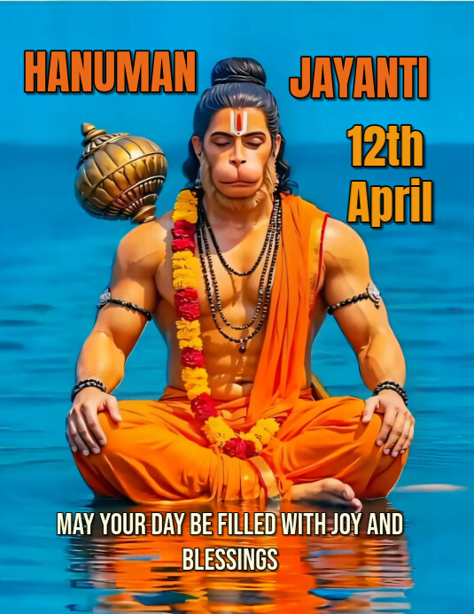 Blue Pastel Hanuman Jayanti Flyer (us Letter) Template | PosterMyWall