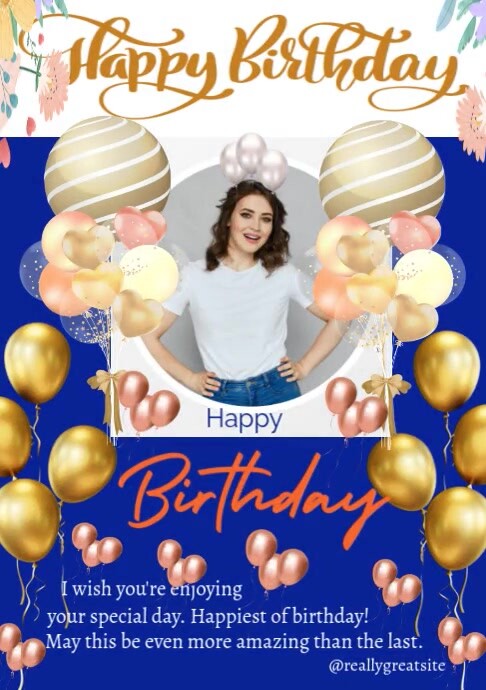 Blue Pastel Happy Birthday Post A4 Template | PosterMyWall