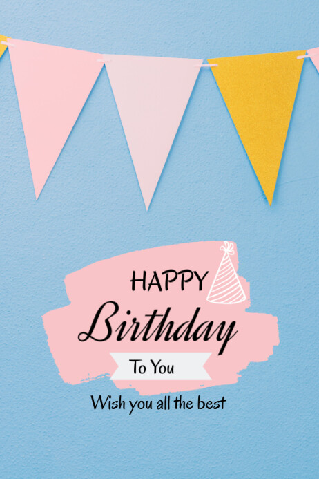 Blue Pastel Happy Birthday To You Poster Template | PosterMyWall
