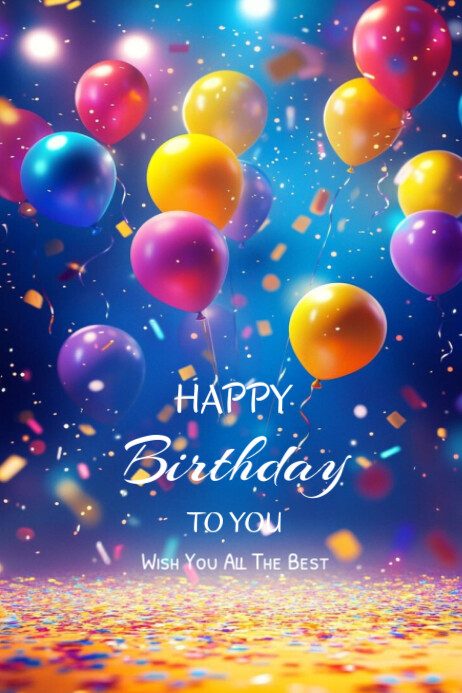 Blue Pastel Happy Birthday To You Poster Template | PosterMyWall