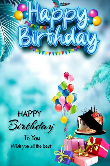 Plantilla de Blue Pastel Happy Birthday To You Poster | PosterMyWall