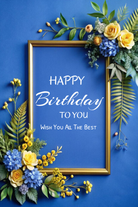 Blue Pastel Happy Birthday To You Poster Template | PosterMyWall
