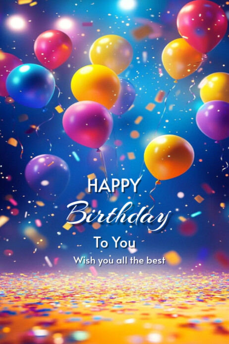 Plantilla de Blue Pastel Happy Birthday To You Poster | PosterMyWall
