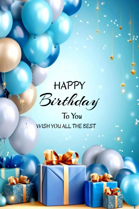 Blue Pastel Happy Birthday To You Poster Template | PosterMyWall