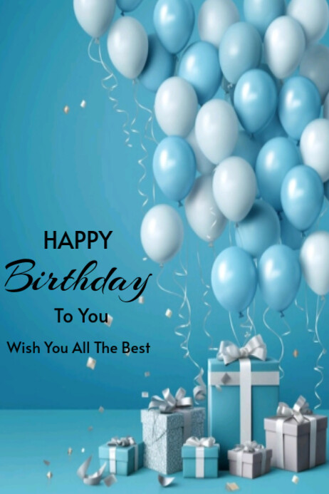 Blue Pastel Happy Birthday To You Poster Template | PosterMyWall