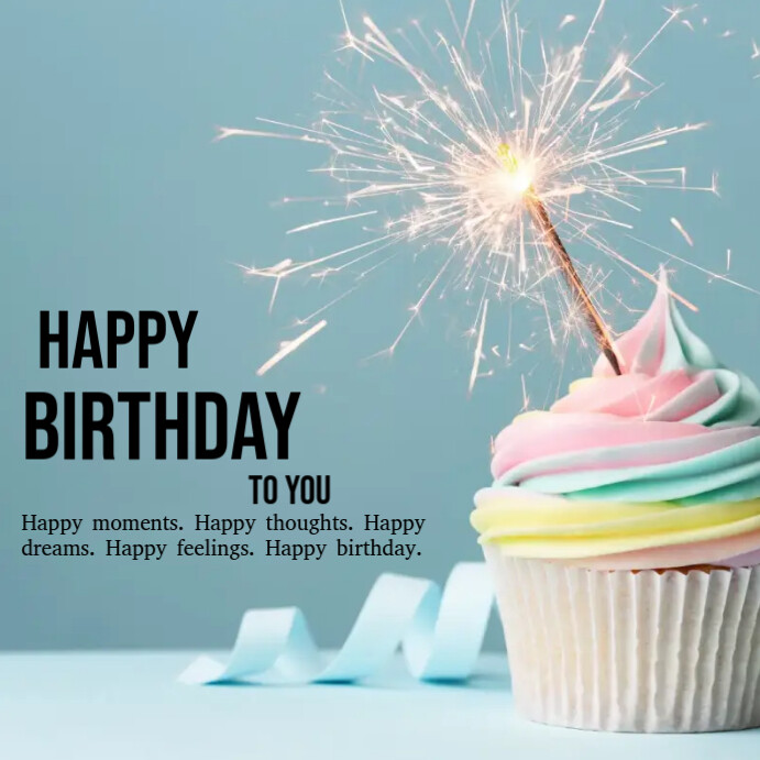 Plantilla de Blue Pastel Happy Birthday Wish Cards Instagram Post ...