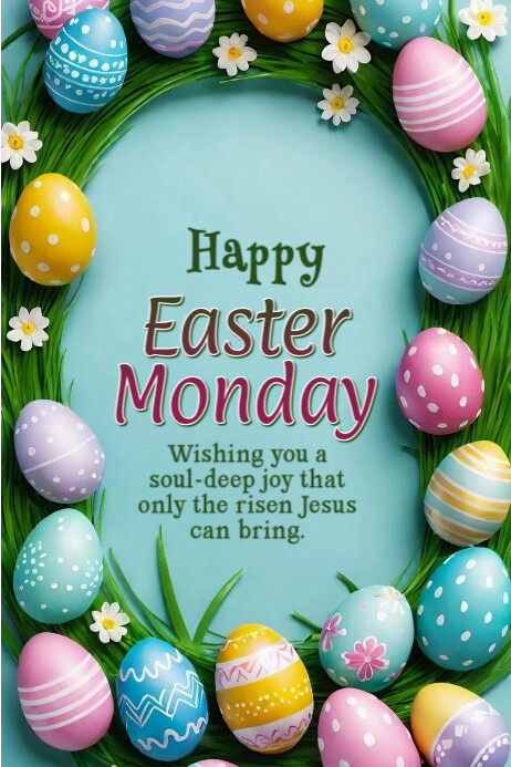 Blue Pastel Happy Easter Monday Banner 4' × 6' Template | PosterMyWall