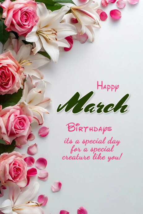 Blue Pastel Happy March Birthdays Banner 4' × 6' Template | PosterMyWall