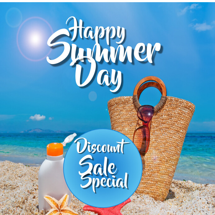 Blue Pastel Happy Summer Day Instagram Post Template | PosterMyWall