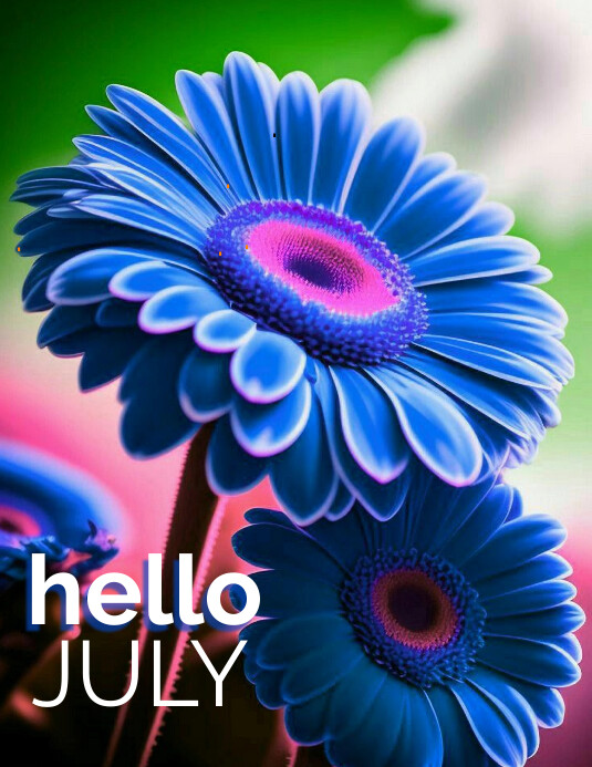 Blue Pastel Hello July Flyer Template | PosterMyWall
