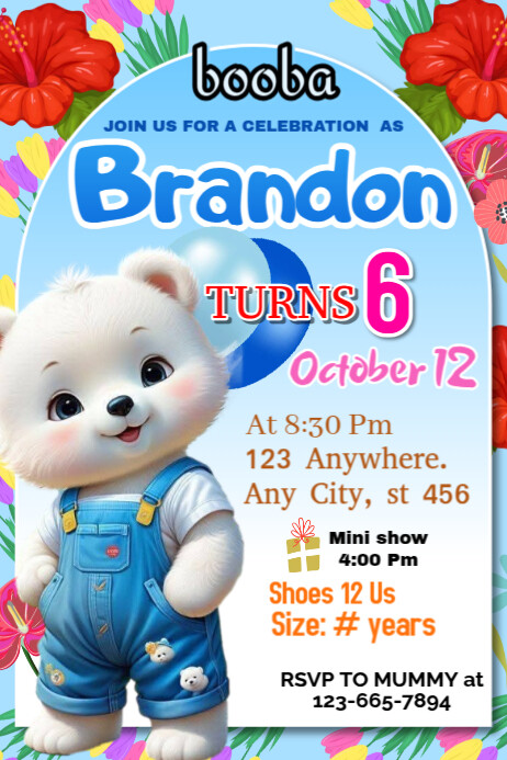 Blue Pastel Kids Birthday Poster Template | PosterMyWall