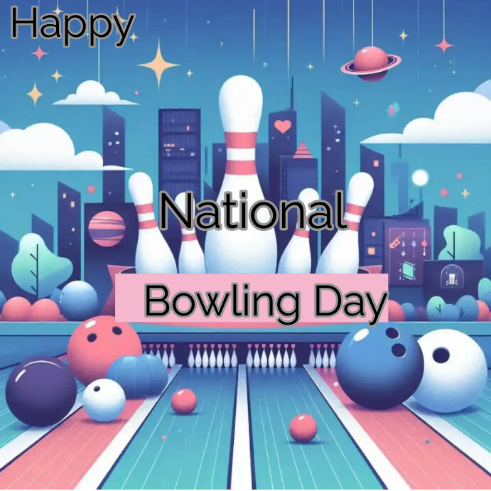 Blue Pastel National Bowling Day Instagram P Template | PosterMyWall