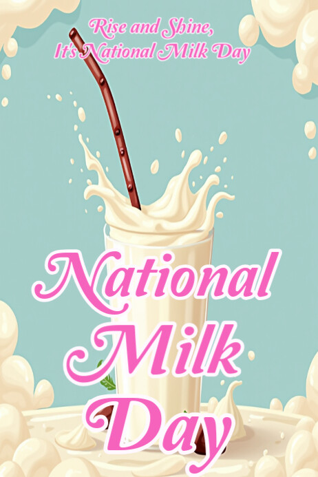 Blue Pastel National Milk Day Poster Graphics Template | PosterMyWall