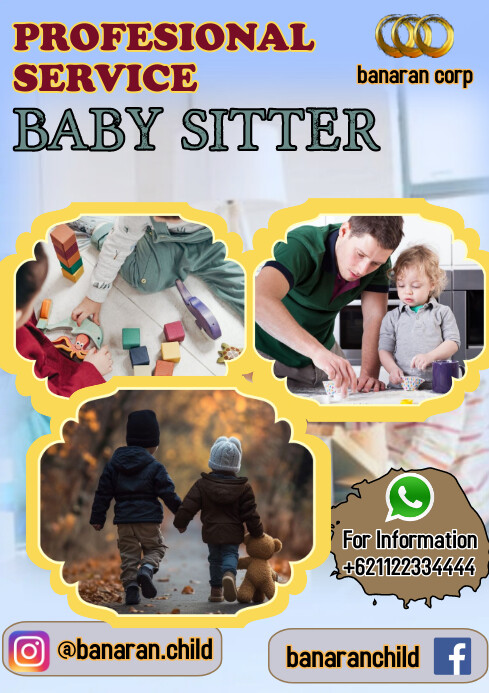 Blue Pastel Profesional Service Baby Sitter A Template | PosterMyWall