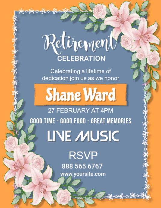 Blue Pastel Retirement Celebration Flyer (us Letter) Template ...