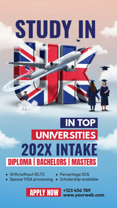 Blue Pastel Study In Uk Instagram Story Template | PosterMyWall