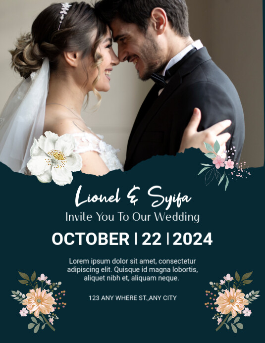 Modèle Blue Pastel Wedding Invitation Flyer | PosterMyWall