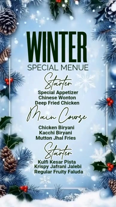 Blue Pastel Winter Menu Instagram Story Template | PosterMyWall